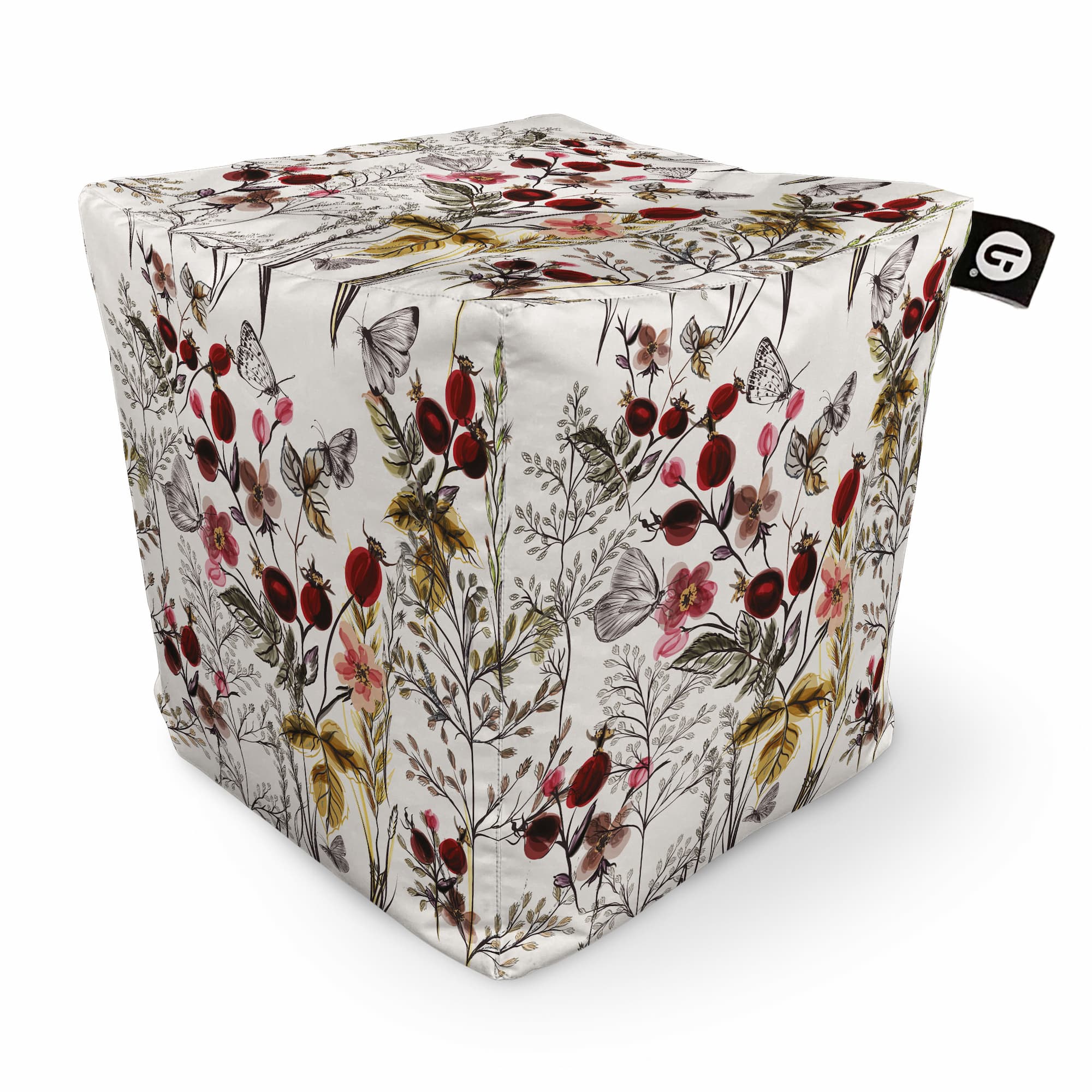 Fotoliu Updeco Puf Bean Bag tip cub, impermeabil, flori si fluturi ...