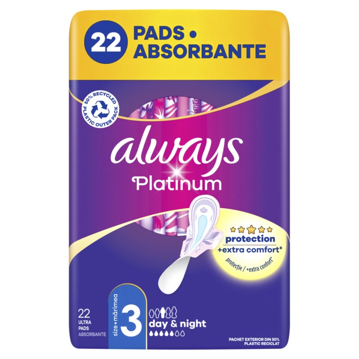 Absorbante Always Platinum Night, 22 buc - eMAG.ro