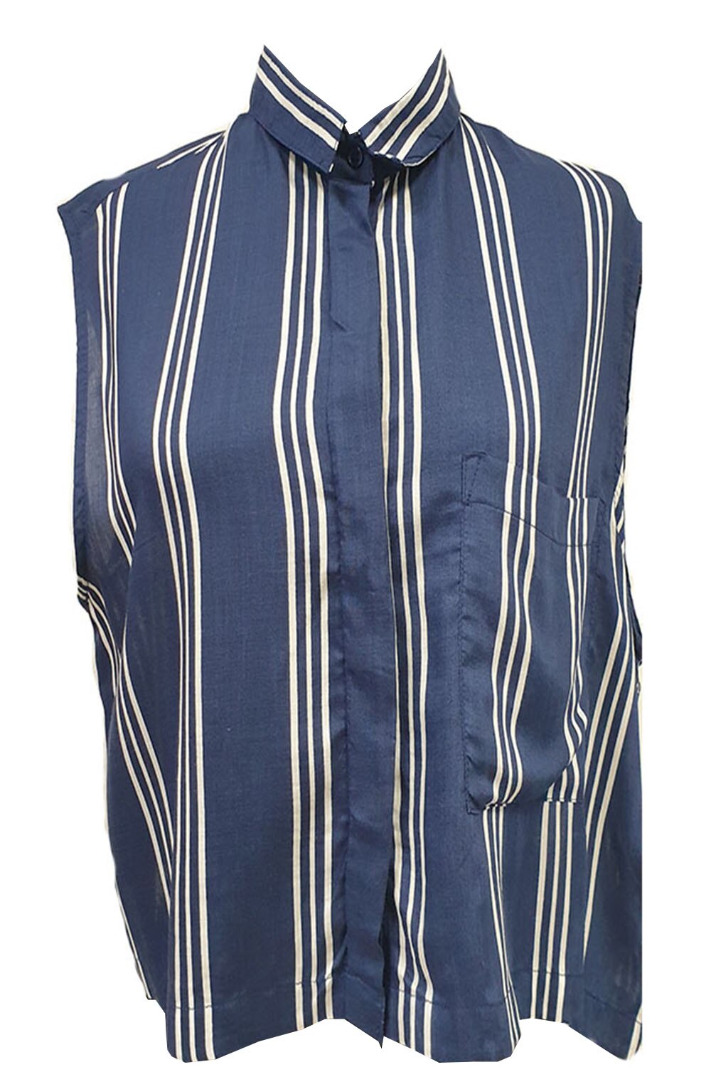 Camasa Tally Weijl, albastru cu dungi albe, S - eMAG.ro