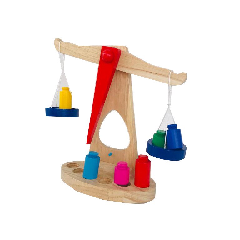 Jucarie montessori, Balanta din lemn cu greutati si talere, Unitoys ...
