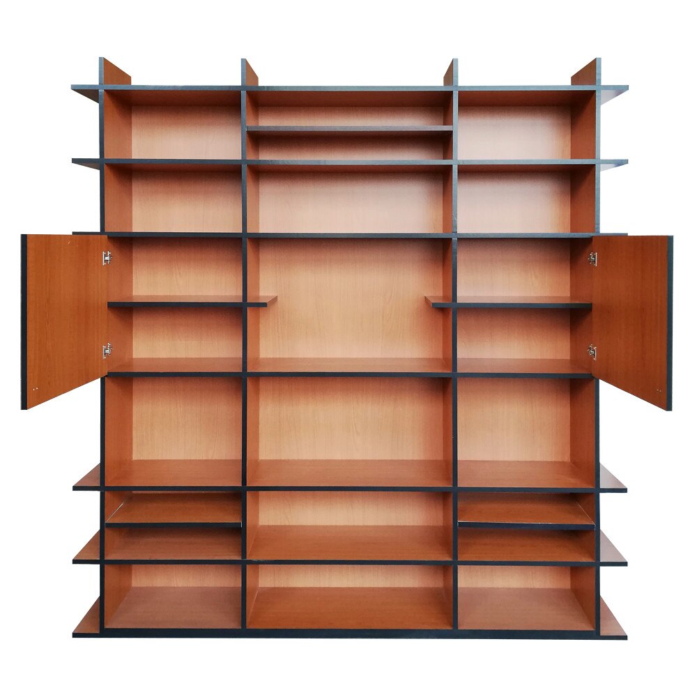 Biblioteca office Sierra, pal cires / cant negru, 202 x 33 x 211 cm ...