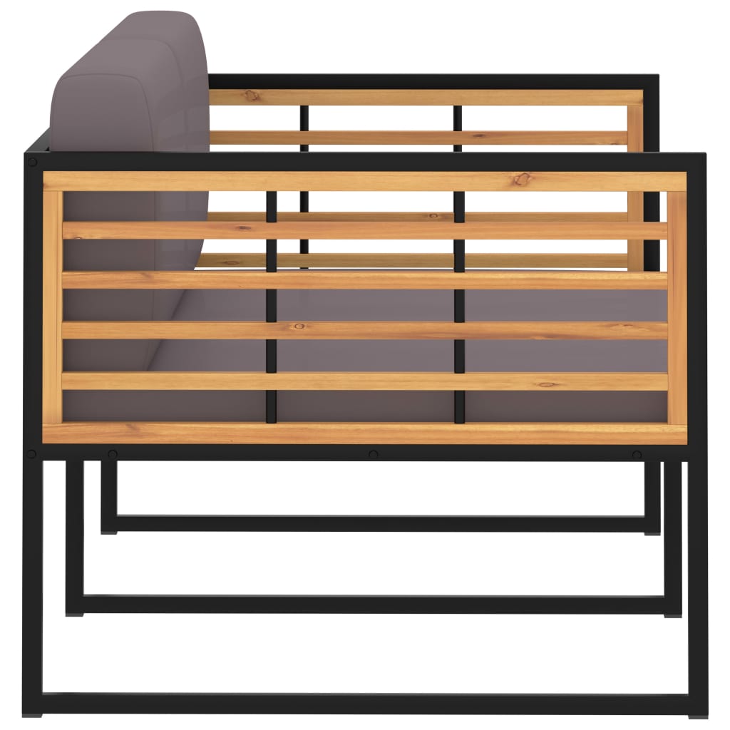 Градинска пейка с възглавници vidaXL, акация масив, 136 см, тъмносива ...