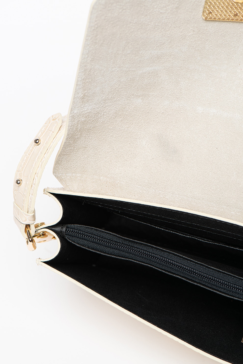 Zevo, Кожена чанта Mayra с двойно отделение, Крем - eMAG.bg