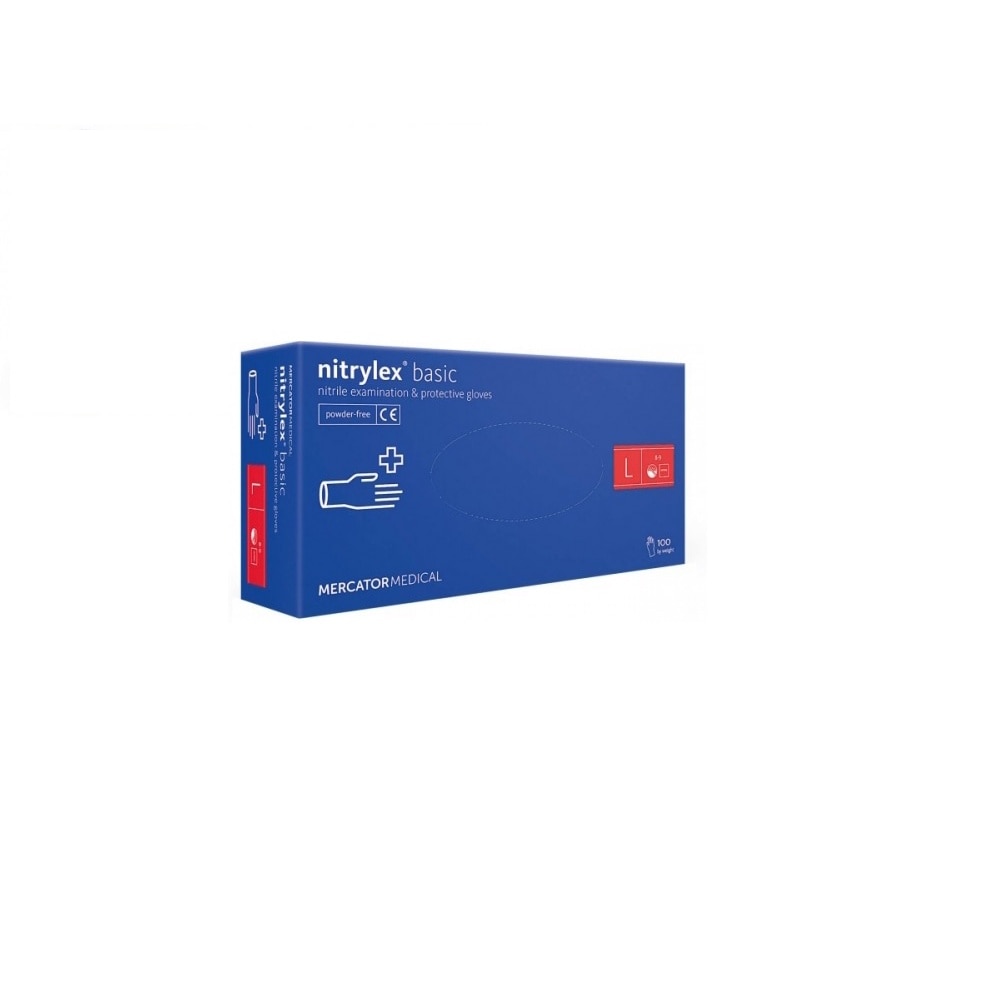 Set 100 Manusi Examinare Nitril, Nitrylex Basic, Nepudrate, L, Albastru ...