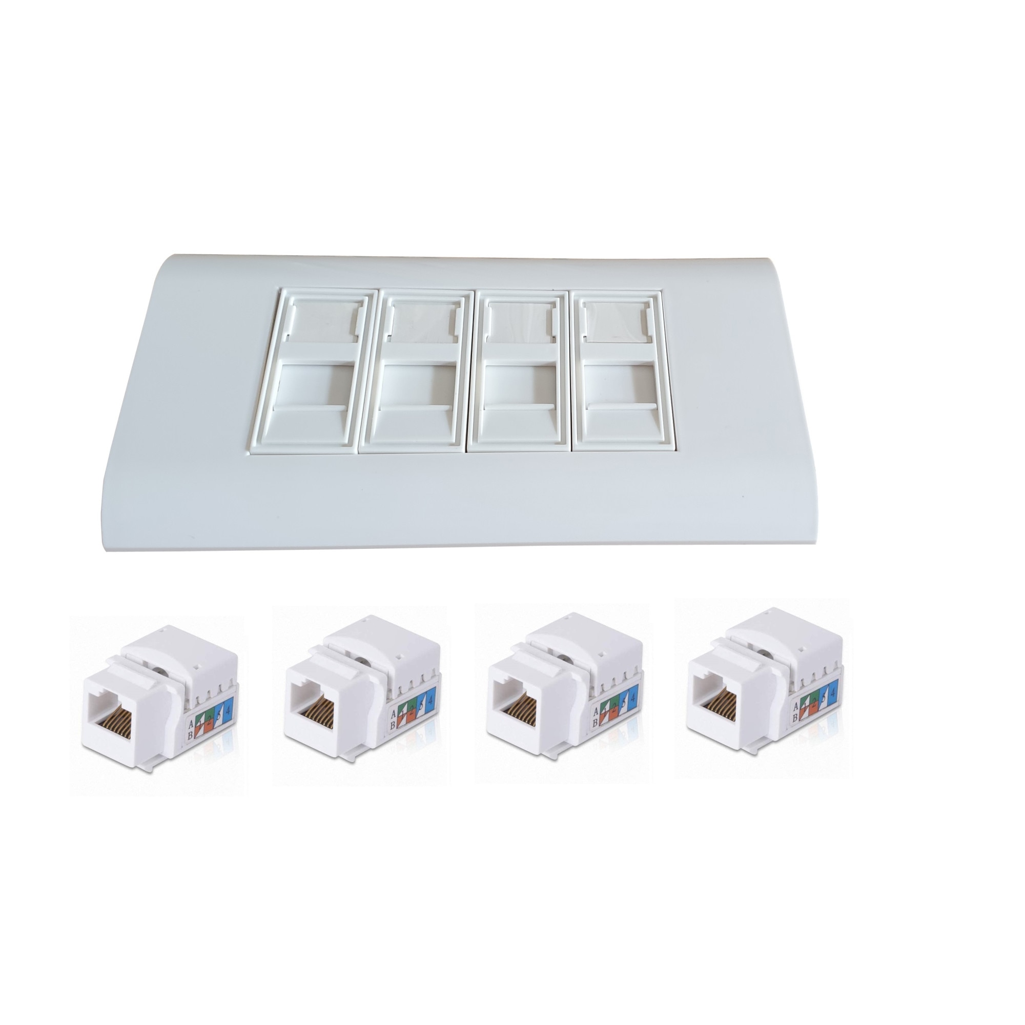 Priza 4 porturi voce/date cat5e LanKATT neecranata 4 x RJ45 - 80x148 ...