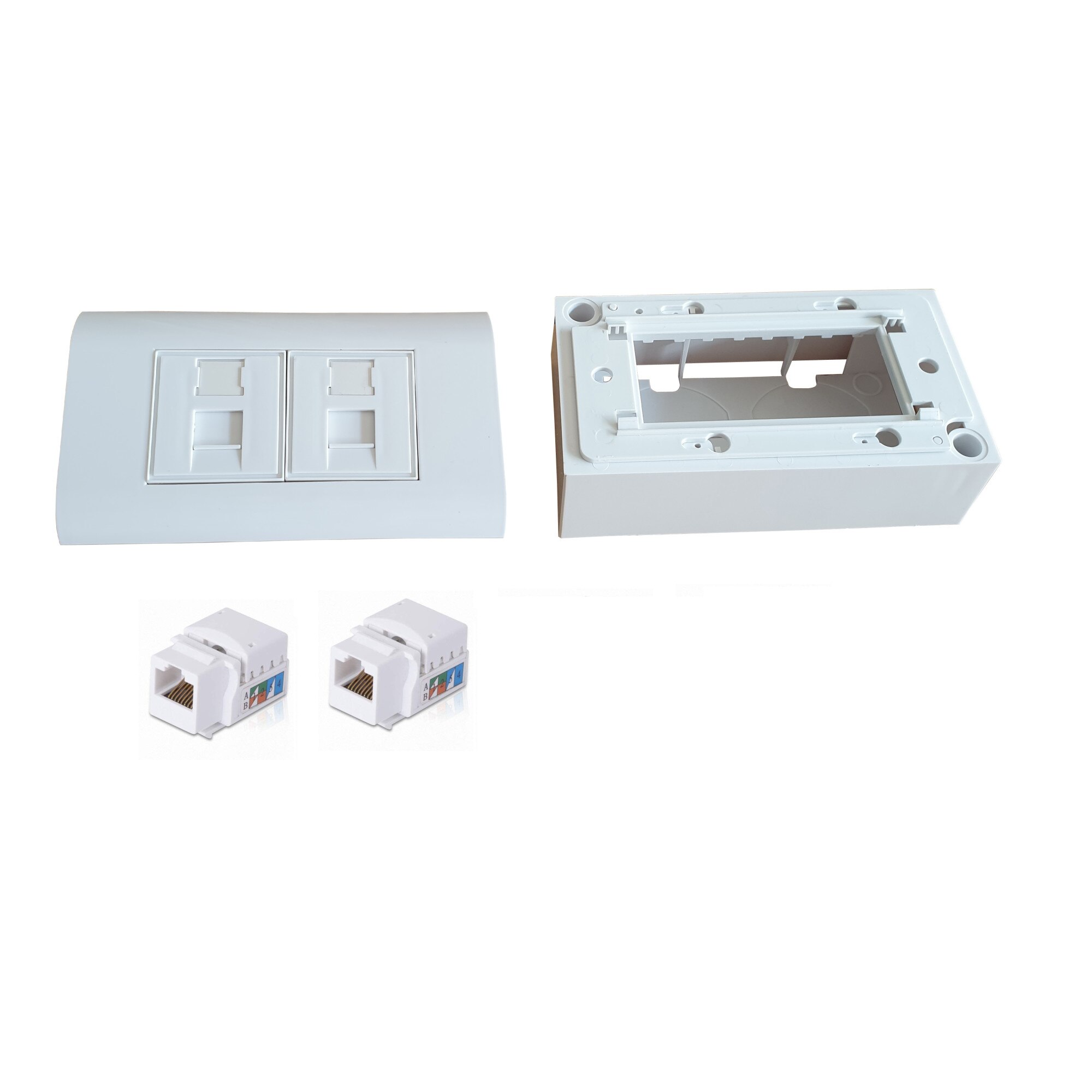 Priza 2 porturi voce/date cat5e LanKATT neecranata 2 x RJ45 - 80x148 ...