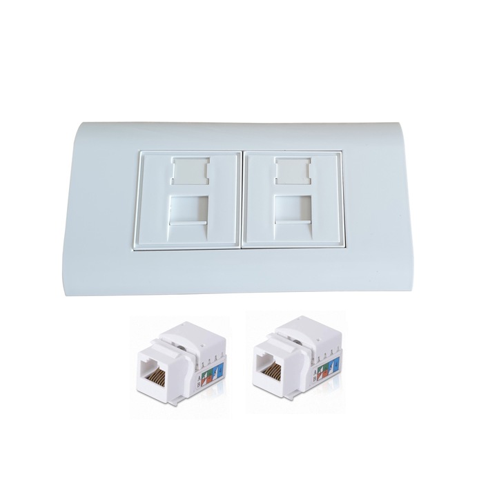 Контакт LanKATT, 2 гнезда за глас/данни, cat6, Неекраниран, 2 x RJ45 ...