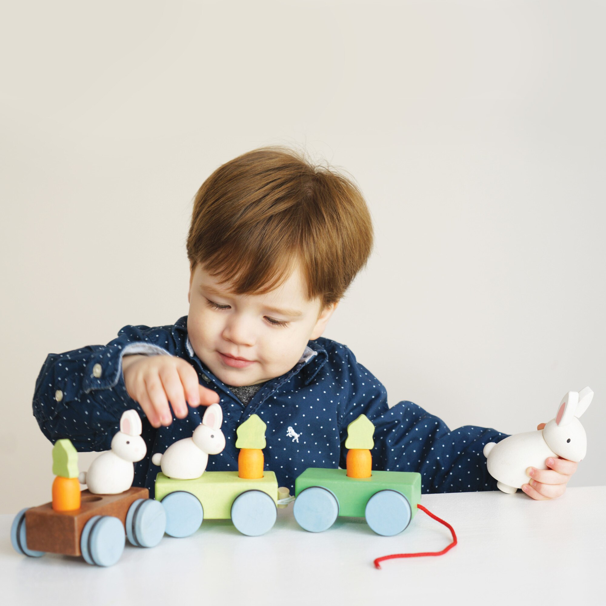 Jucarie de tras din lemn Le Toy Van - Trenul iepuras - eMAG.ro