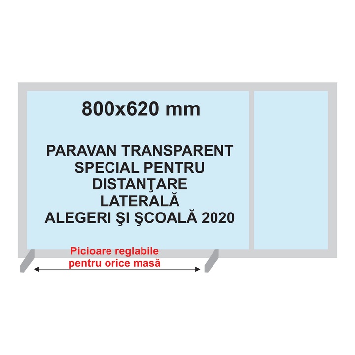 Panou protectie transparent 800x640 mm, lateral, pentru alegeri si ...