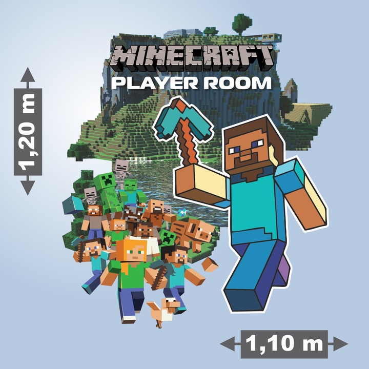 Sticker tapet gigant pentru copii 120 x 110 cm - Minecraft - eMAG.ro
