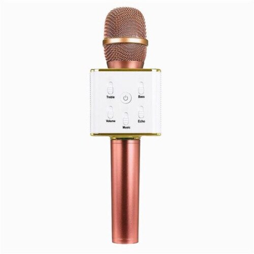 Microfon wireless pentru karaoke GREATON®, cu boxe incluse, rose gold ...