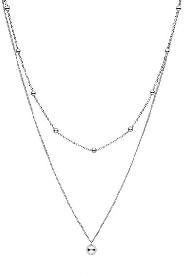 Colier dublu cu bilute, argint 925 placat cu rodiu - eMAG.ro