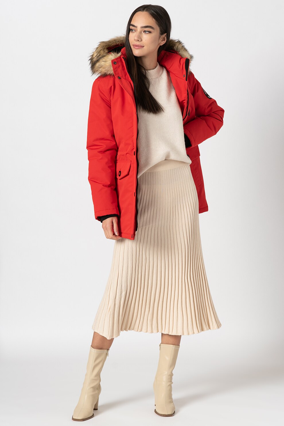 SUPERDRY, Подплатена зимна парка Everest с качулка, Червен, 8 - eMAG.bg