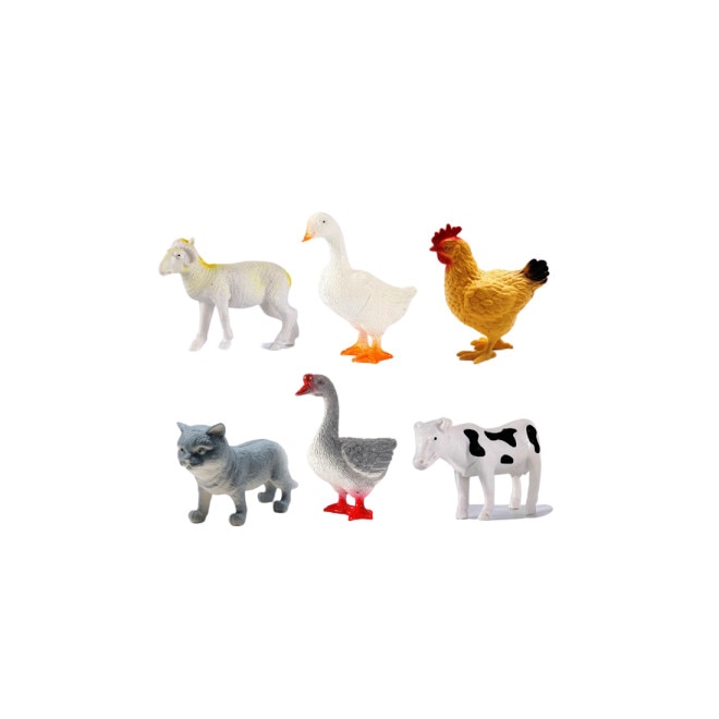 Set Figurine Animale Domestice, 6 piese, Pisica, Vaca, pasari ,14 cm ...