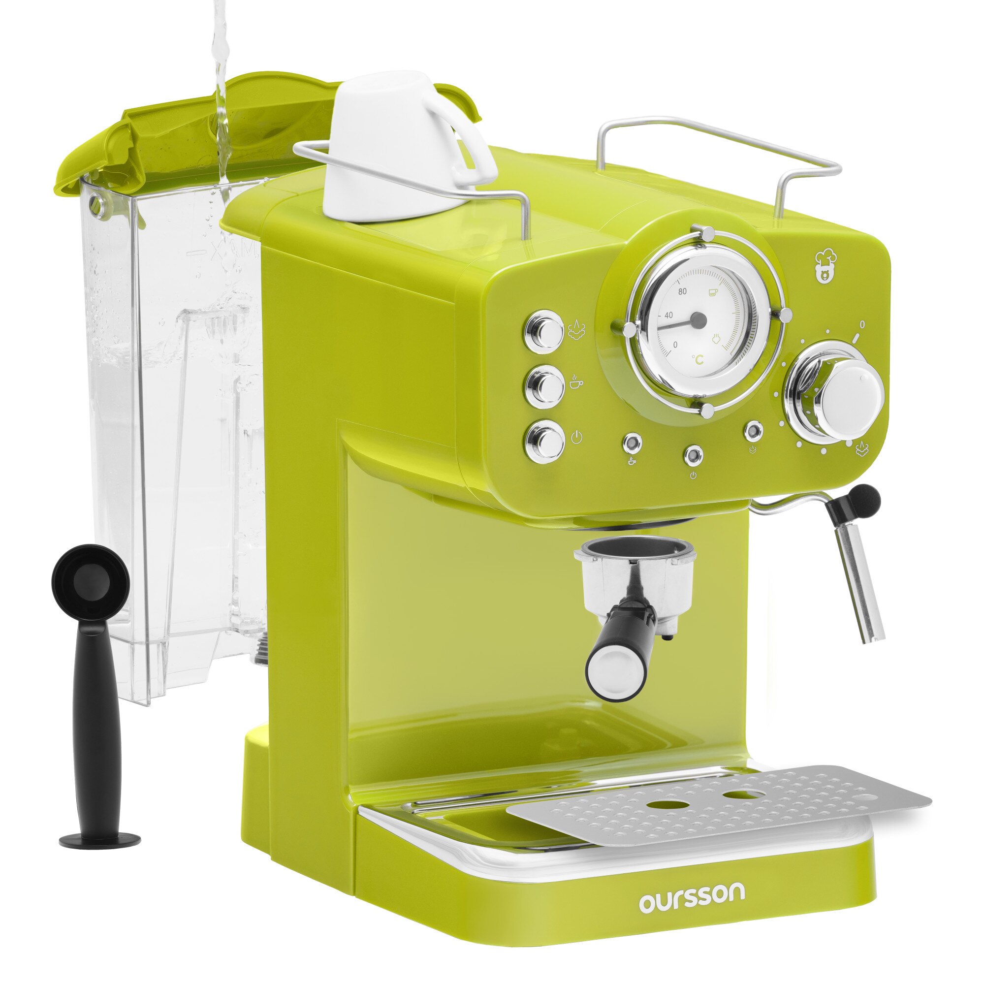 Espressor Oursson EM1500/GA, 900 W, 15 bar, 1.25 L, verde - eMAG.ro