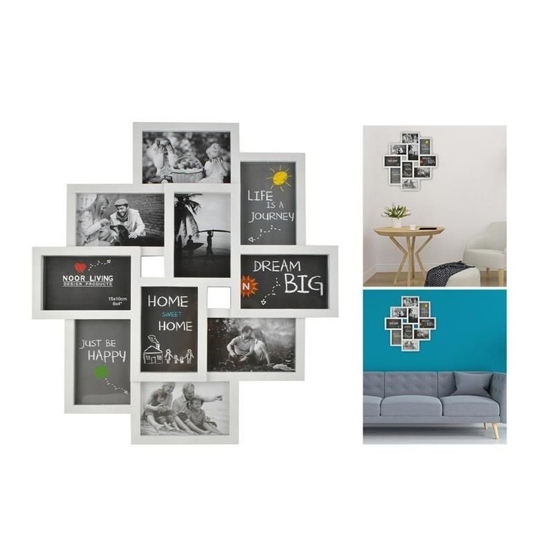 Rama foto tip colaj de 10 imagini, 10x15 cm, Gonga® Alb - eMAG.ro