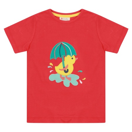 Tricou, un boboc de rata, bumbac organic, rosu, bebe 6-12 luni - eMAG.ro