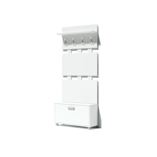 Cuier cu dulap pentru pantofi, alb, 194.5x90x28.5 cm Fabrik Home - eMAG.ro