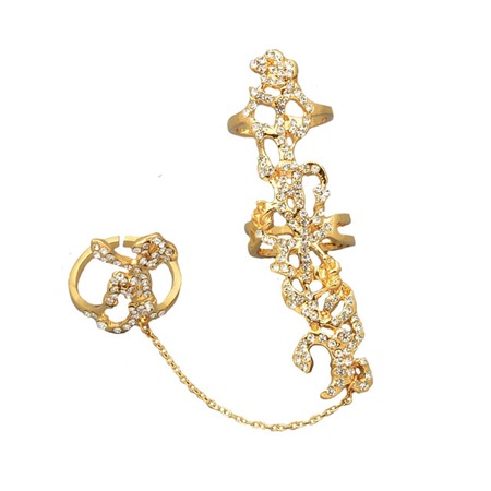 Inel dublu cu lantisor dama, auriu, marime ajustabila - eMAG.ro