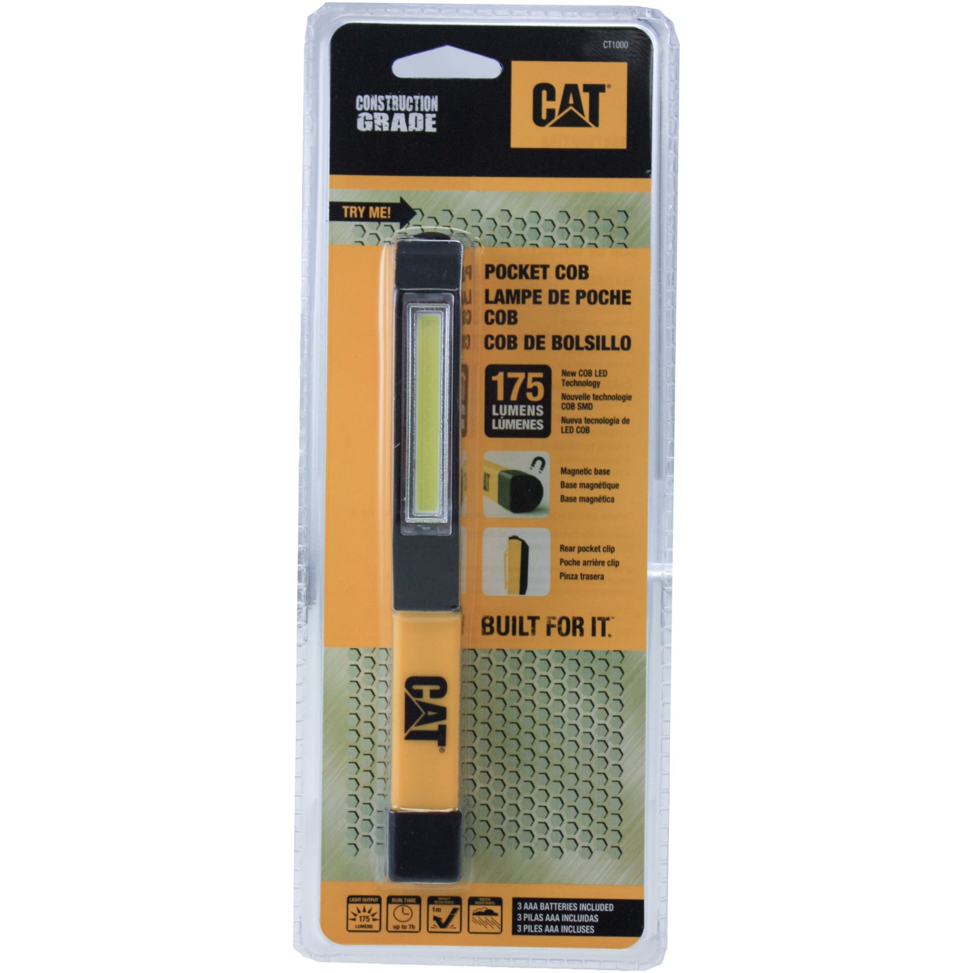 Lanterna CAT Pocket COB, 175lm, Yellow/Black - eMAG.ro