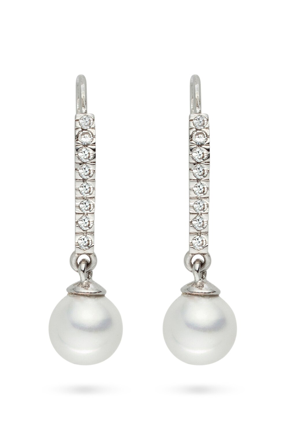 Clara Copenhagen, Родирани обеци с циркони и органични перли, Сребрист ...