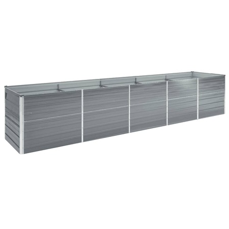 Strat inaltat de gradina vidaXL, gri, 400x80x45 cm, otel galvanizat, 12 ...