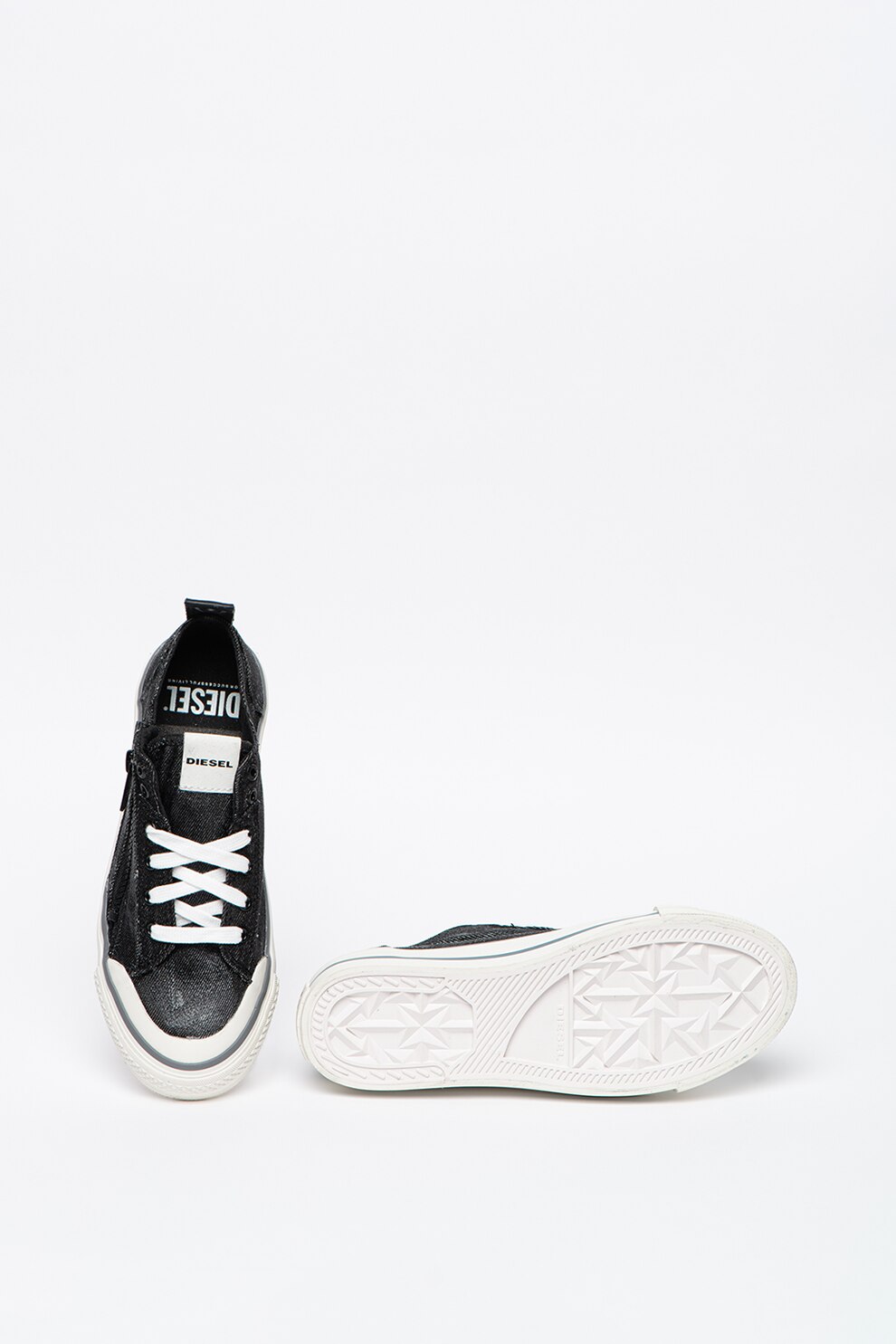 Diesel, Tenisi cu aspect de denim S-Astico, Negru stins, 40.5 - eMAG.ro