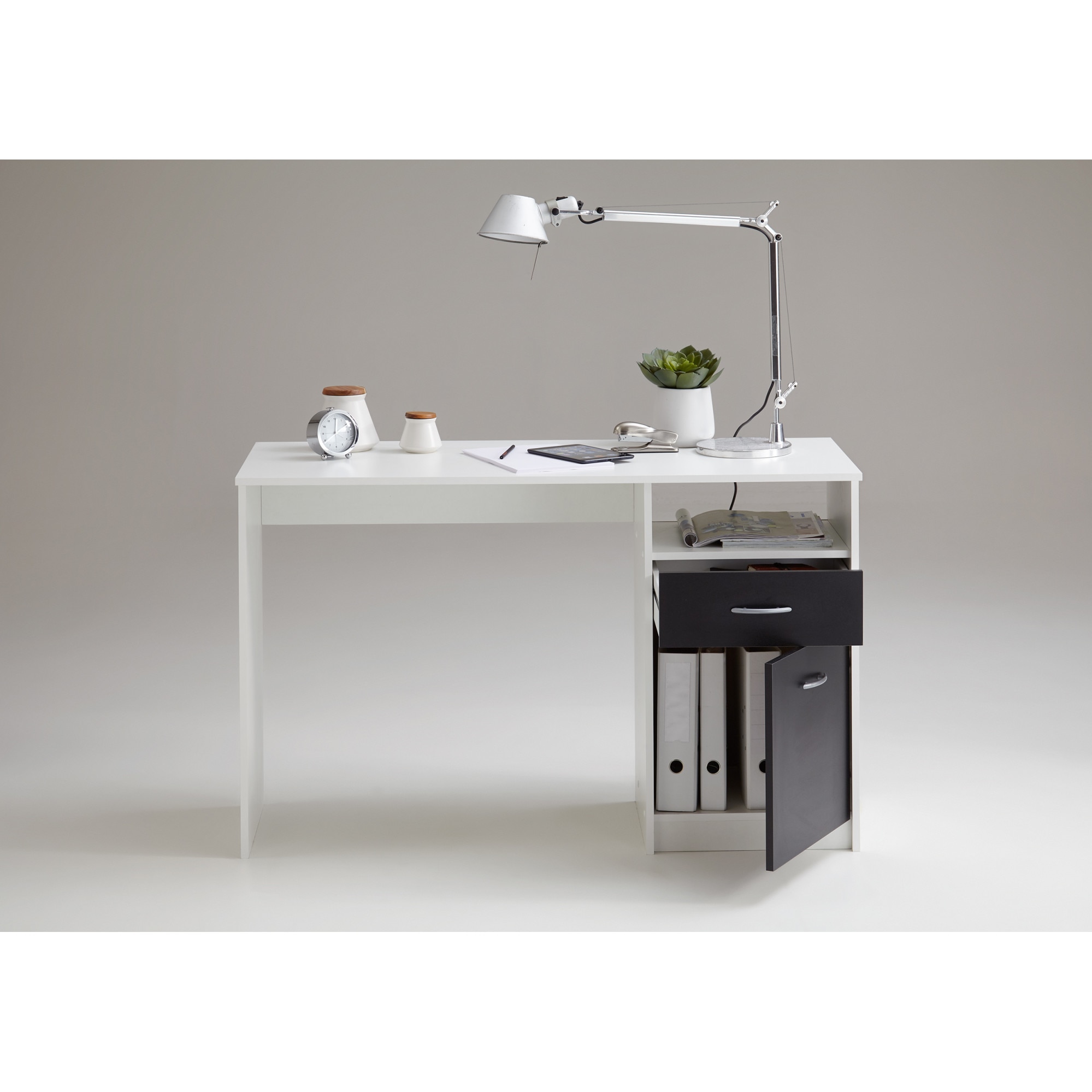 Birou cu 1 sertar, FMD, PAL, Alb, 123 x 50 x 77 cm - eMAG.ro