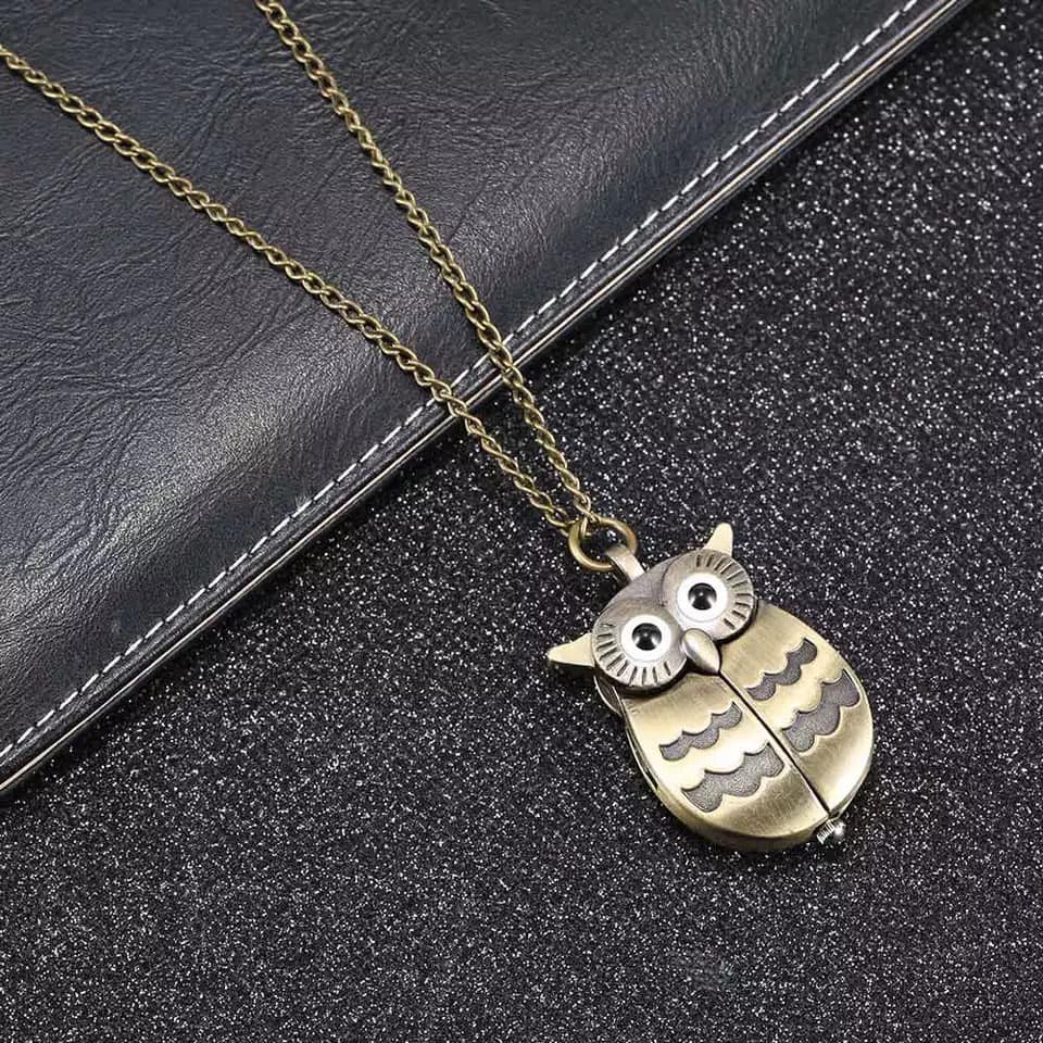 Pandantiv bufnita cu ceas functional, quartz, vintage - eMAG.ro