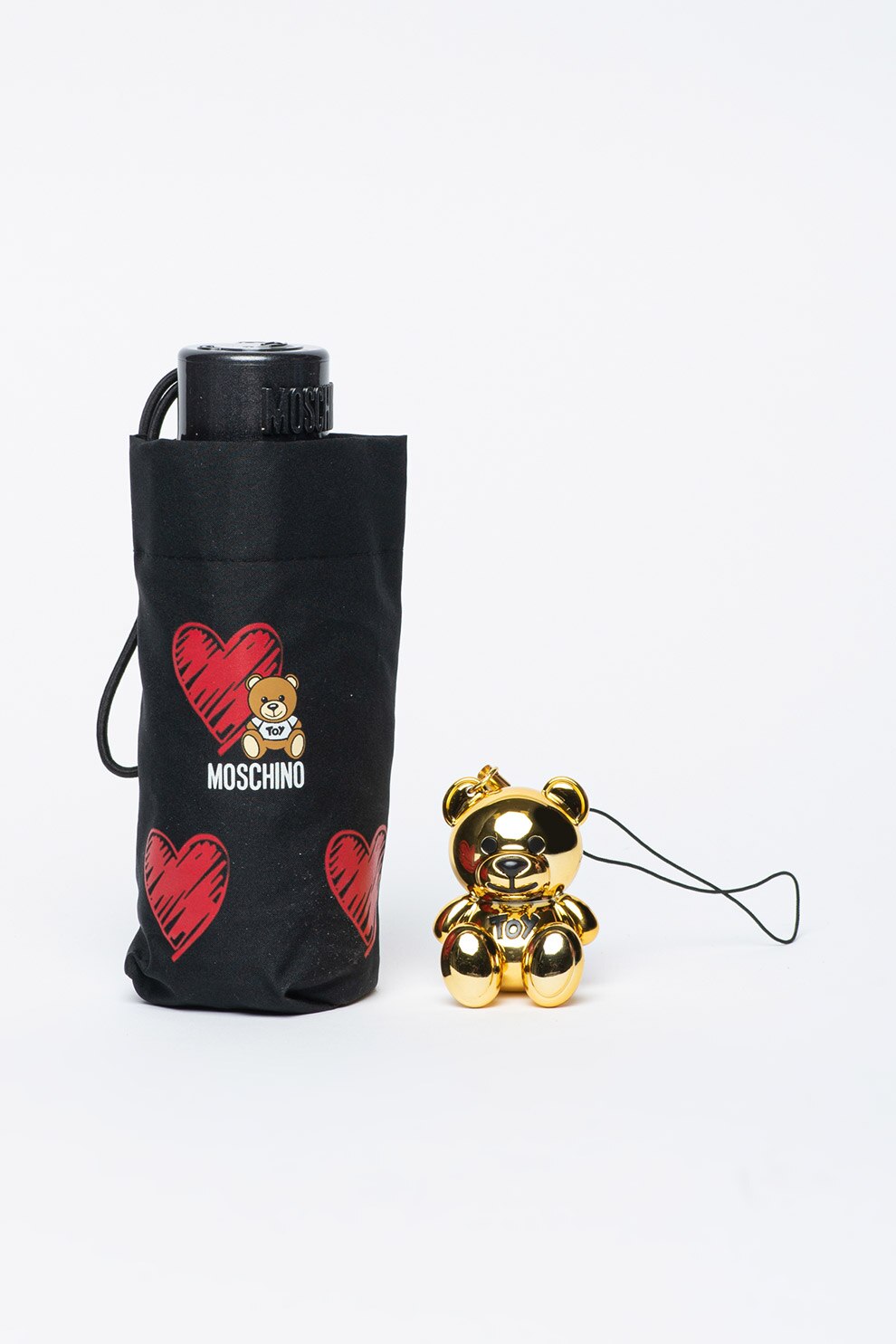 Moschino, szívek és medvék kivehető talizmán teleszkópos esernyő ...