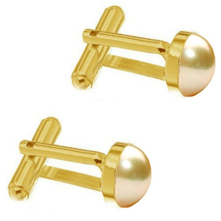 Butoni Unisex din Argint Placat cu Aur de 24 karate si Perle Naturale ...