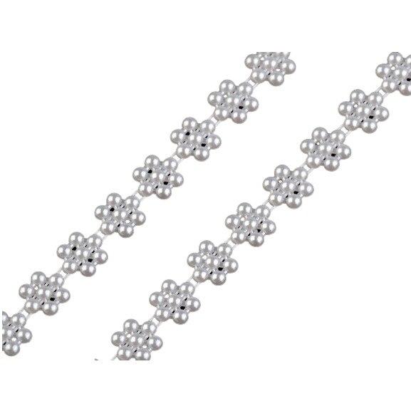 Banda decorativa cu flori din perle, latime 10 mm, 25 m, alb - eMAG.ro