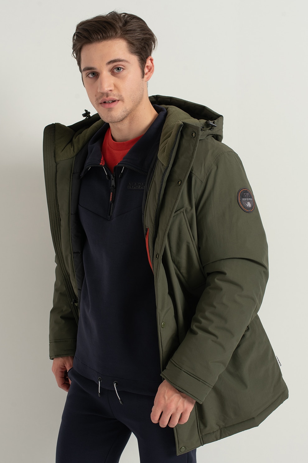 Napapijri, Geaca parka cu gluga Avol, Verde militar, L - eMAG.ro