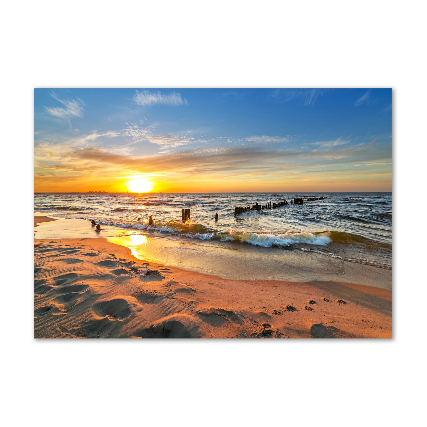Pictura pe panza, 100 cm x 70 cm, Decorarea peretilor - Apus de plaja ...