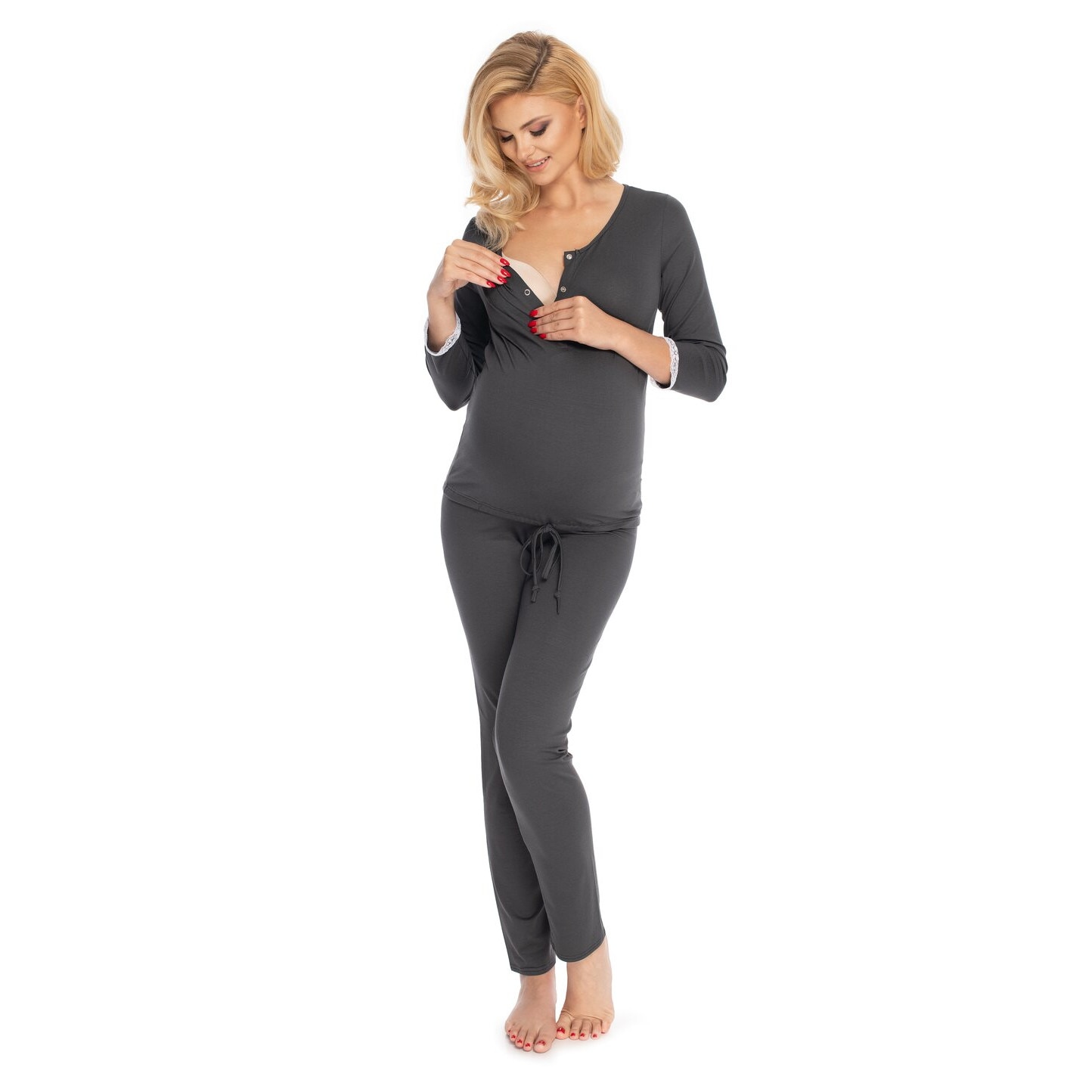Pijama pentru alaptat, Diana, neagra L-XL - eMAG.ro