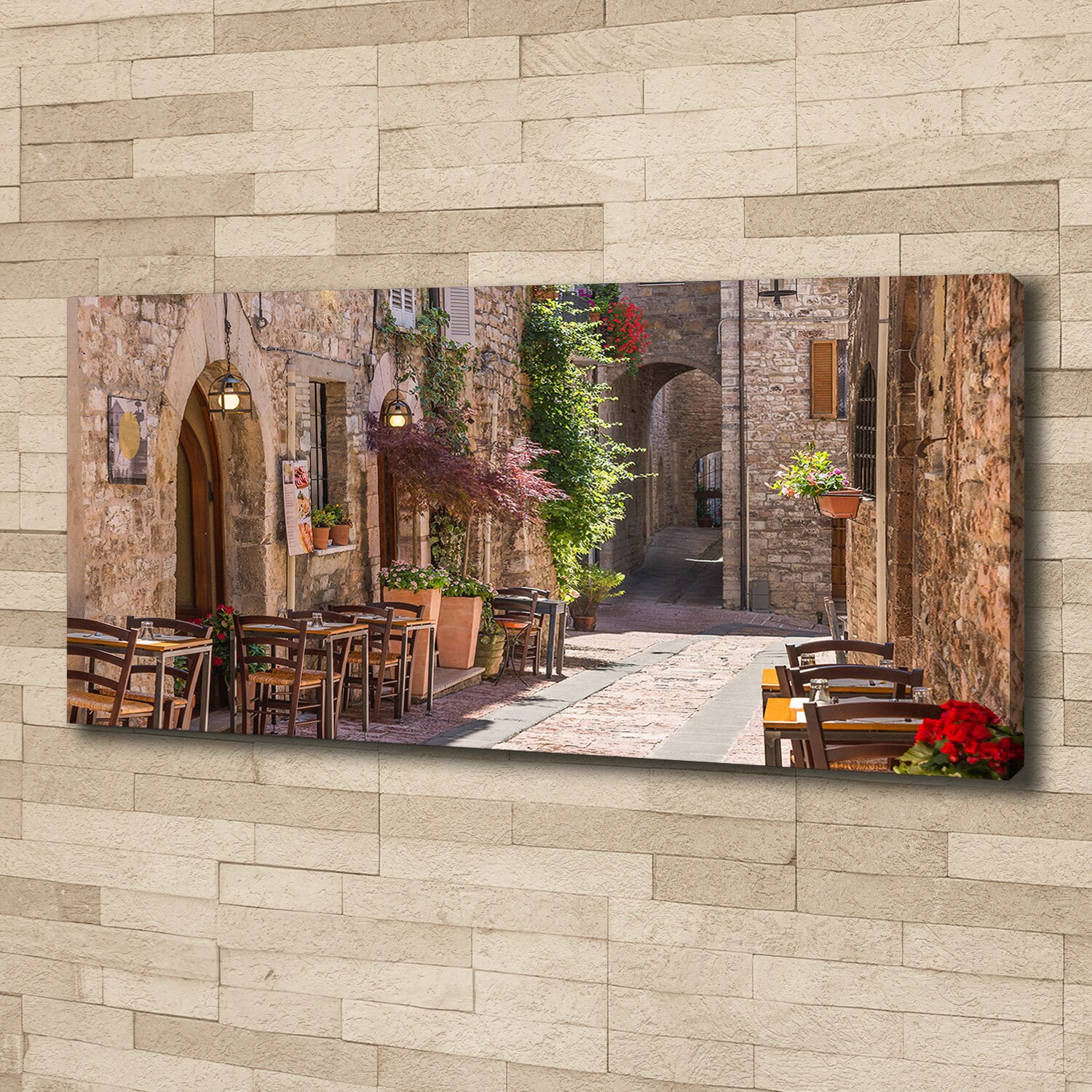Pictura pe panza, 125 x 50cm, Decorarea peretilor "Strada italiana ...