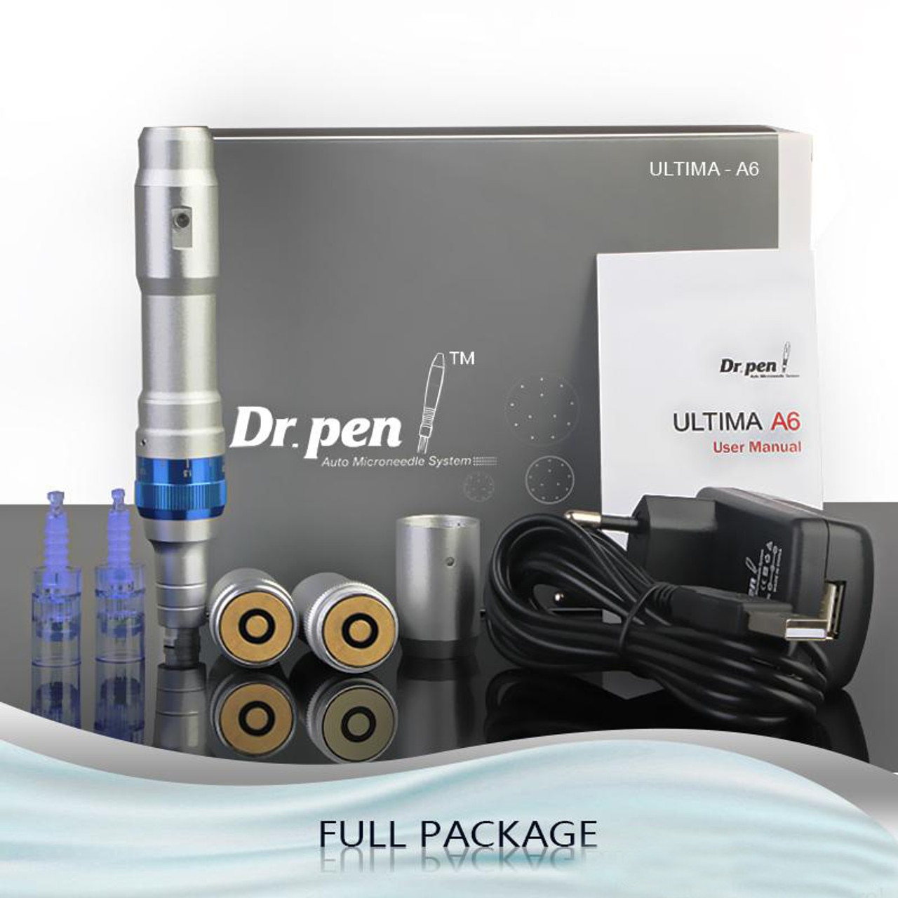 Aparat masaj facial, Dermapen, 10 capete rezerva cu 12 ace din titan ...