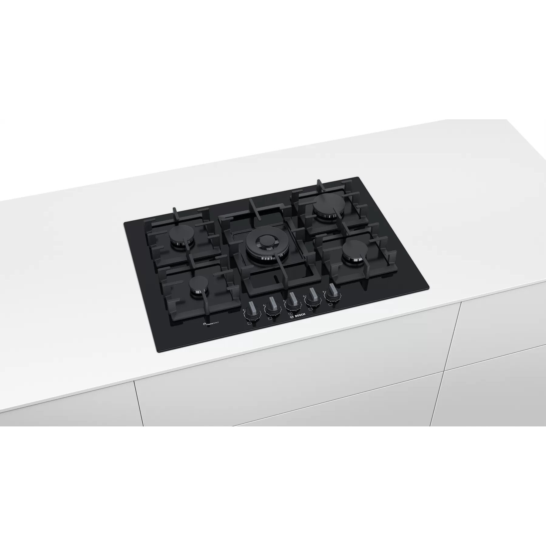 Плот за вграждане Bosch PPQ7A6B90 11500W, Газов, 5 нагревателни зони ...