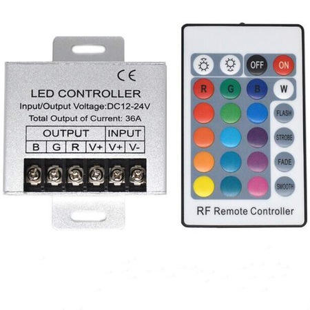 Controller led RGB 12-24V 36A cu telecomanda 24 taste si carcasa ...