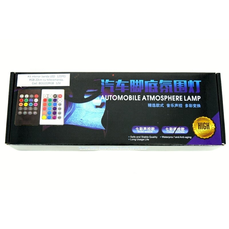 Kit interior LED 12 SMD RGB cu telecomanda - 22cm - eMAG.ro