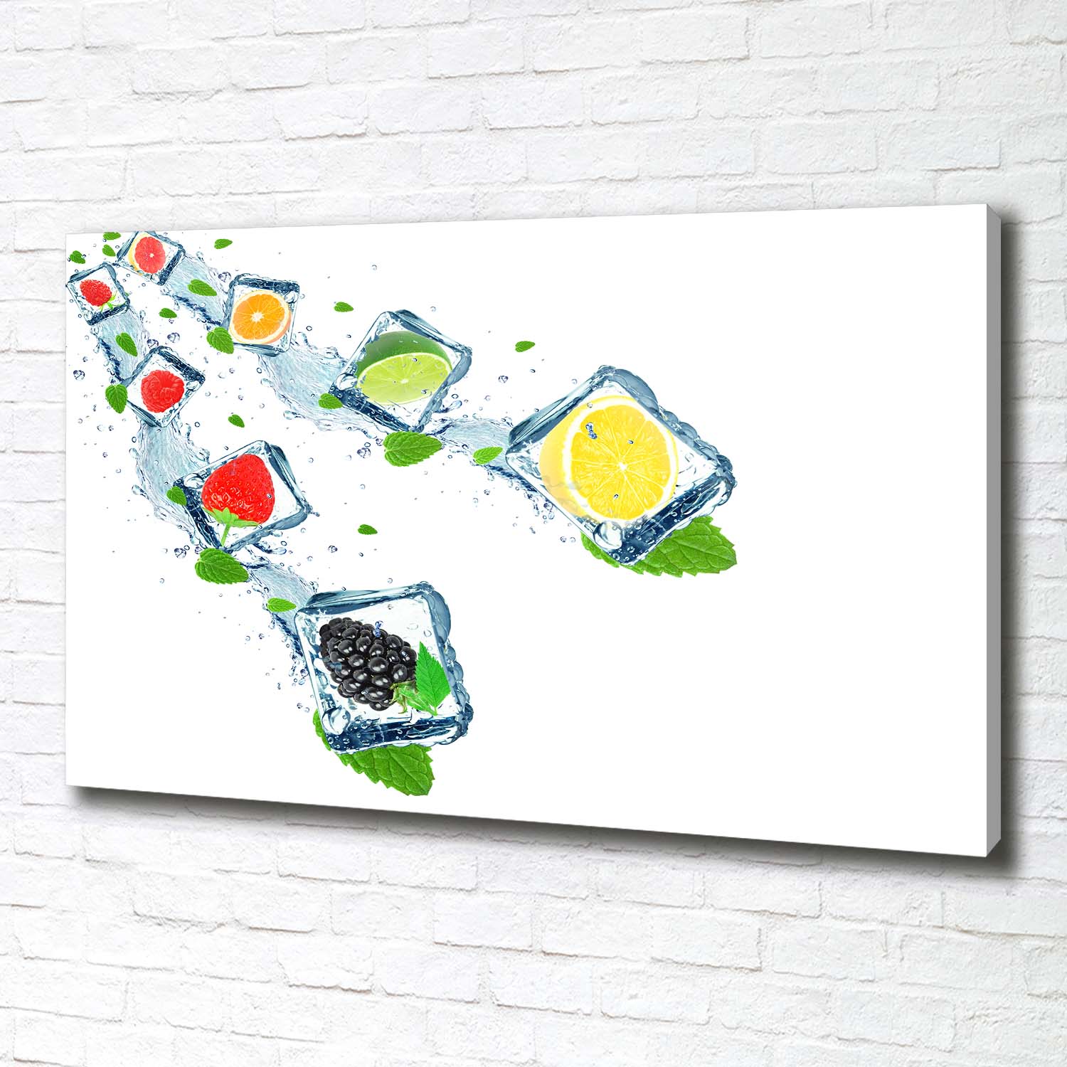 Pictura pe panza, 100 x 70cm, Decorarea peretilor "Fructe in cuburi ...