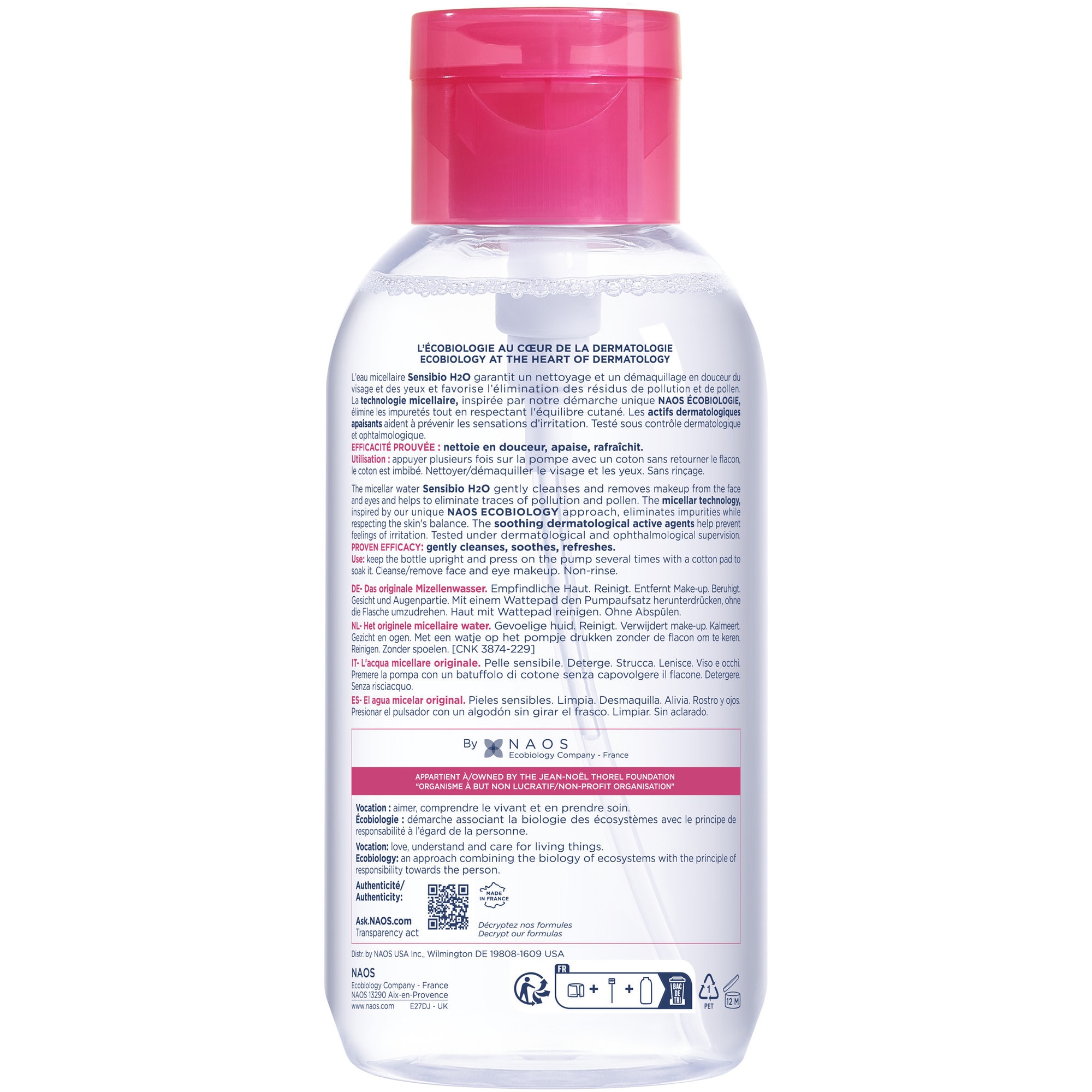 Apa micelara Bioderma Sensibio H2O pentru ten sensibil, cu pompa, 850 ...