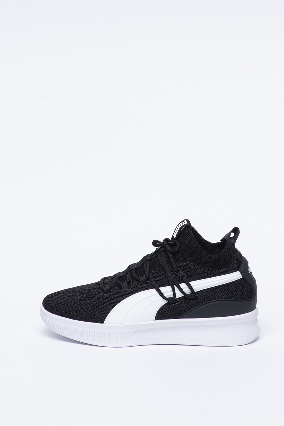 Puma, Pantofi mid-high texturati, pentru baschet Clyde Court, Negru, 8 ...