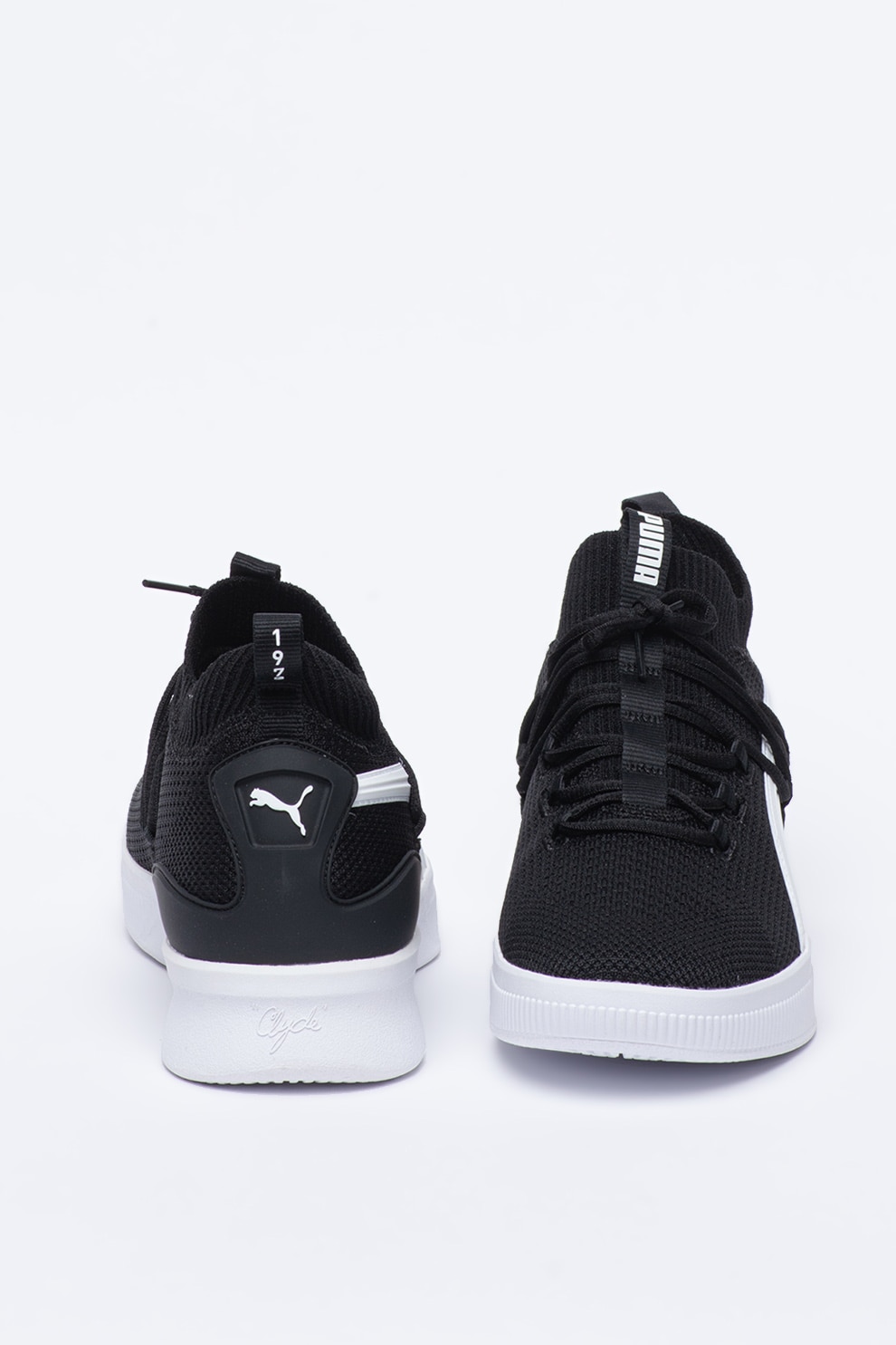 Puma, Pantofi mid-high texturati, pentru baschet Clyde Court, Negru, 8 ...