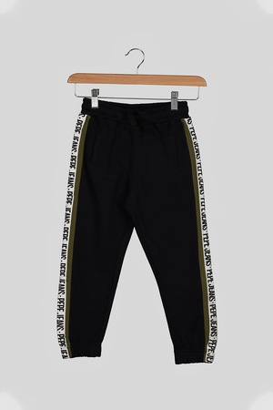 Pepe Jeans London, Спортен панталон с лого отстрани, Черен / маслина ...