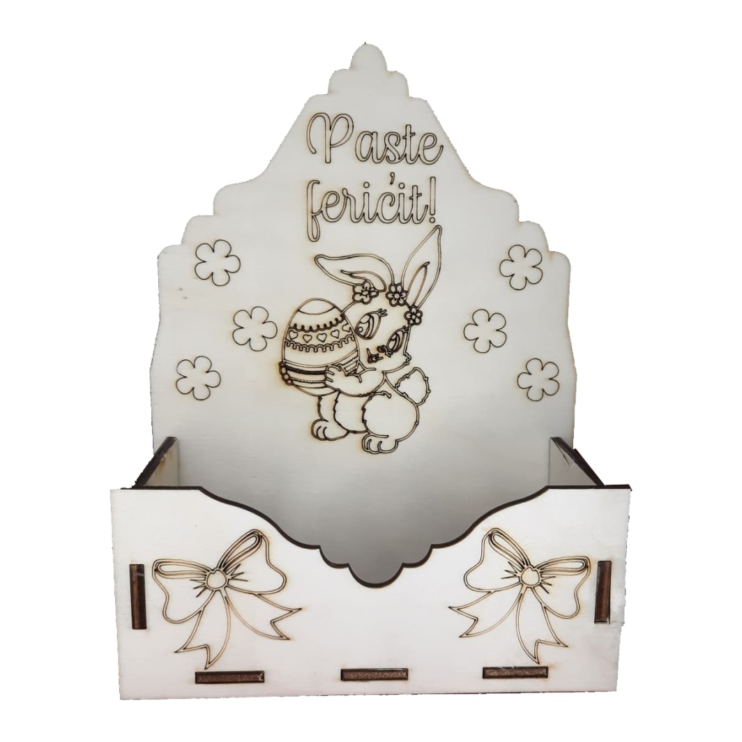 Cutie mica pentru Aranjamente Florale, Iepure de Paste, Lemn, 15 cm ...