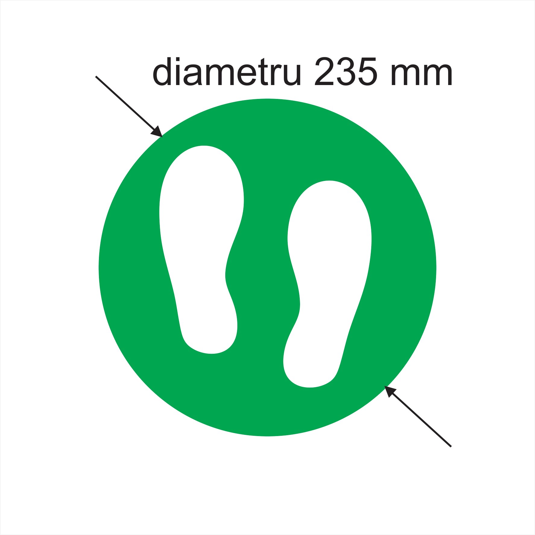 Autocolant cerc 235 mm verde cu talpi - eMAG.ro