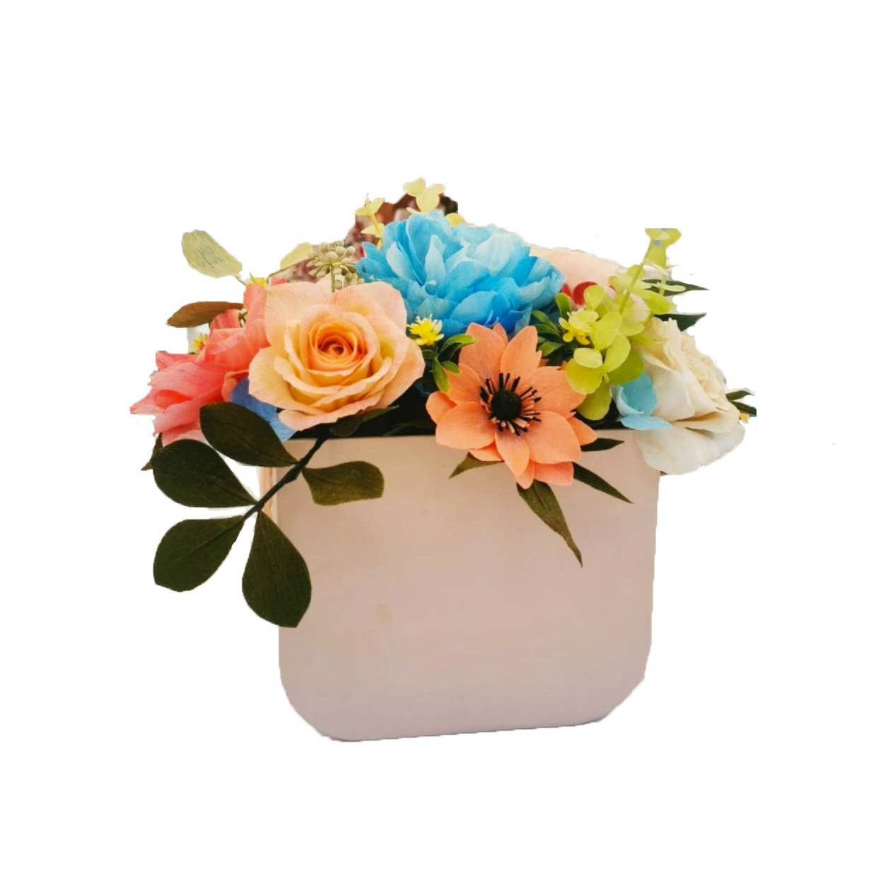 Aranjament floral handmade din flori de hartie, multicolor - eMAG.ro