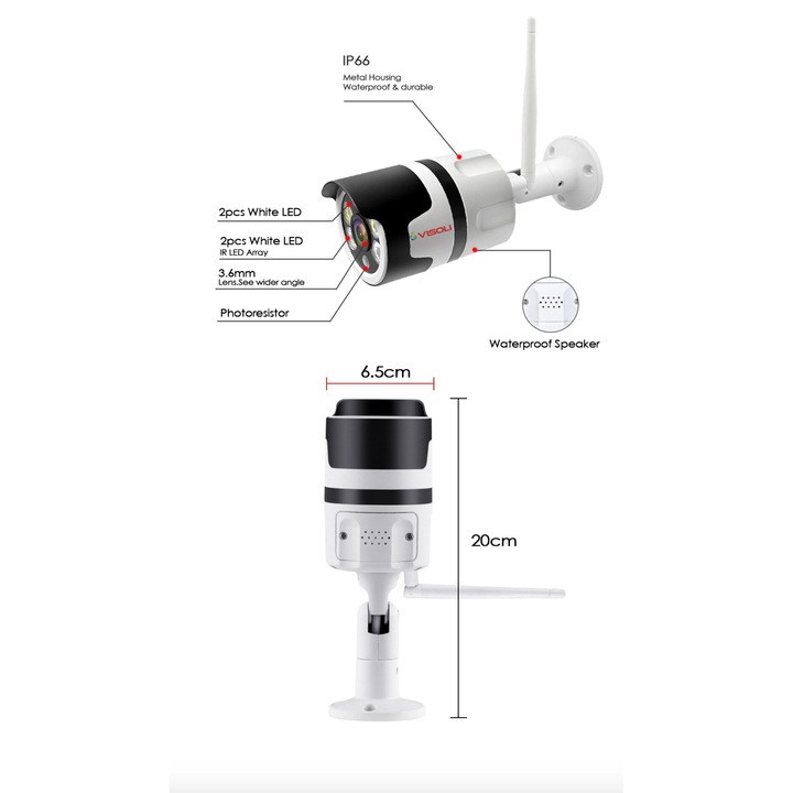 Camera de supraveghere WIFI Visoli® VS SC5, Full HD 1080p, de exterior ...