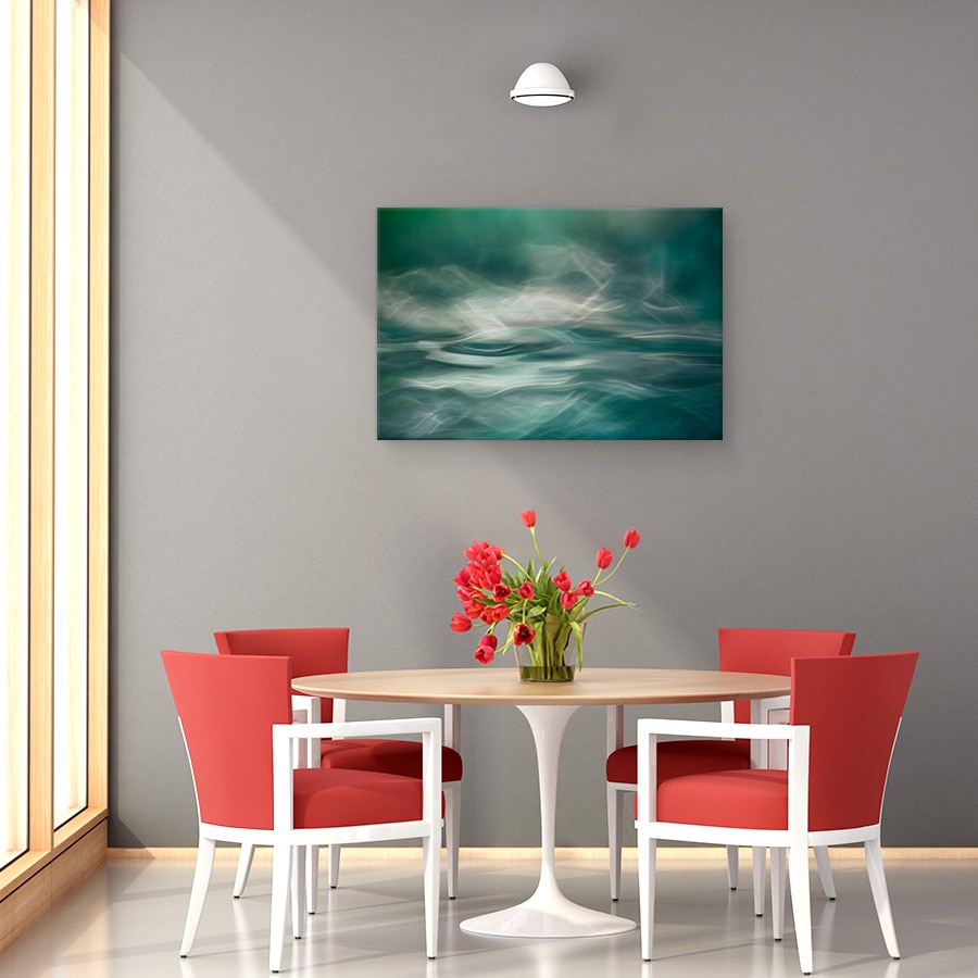 Tablou canvas - Lumini Nordice De Iarna, Abstract, Apa, Fum, Turcoaz ...